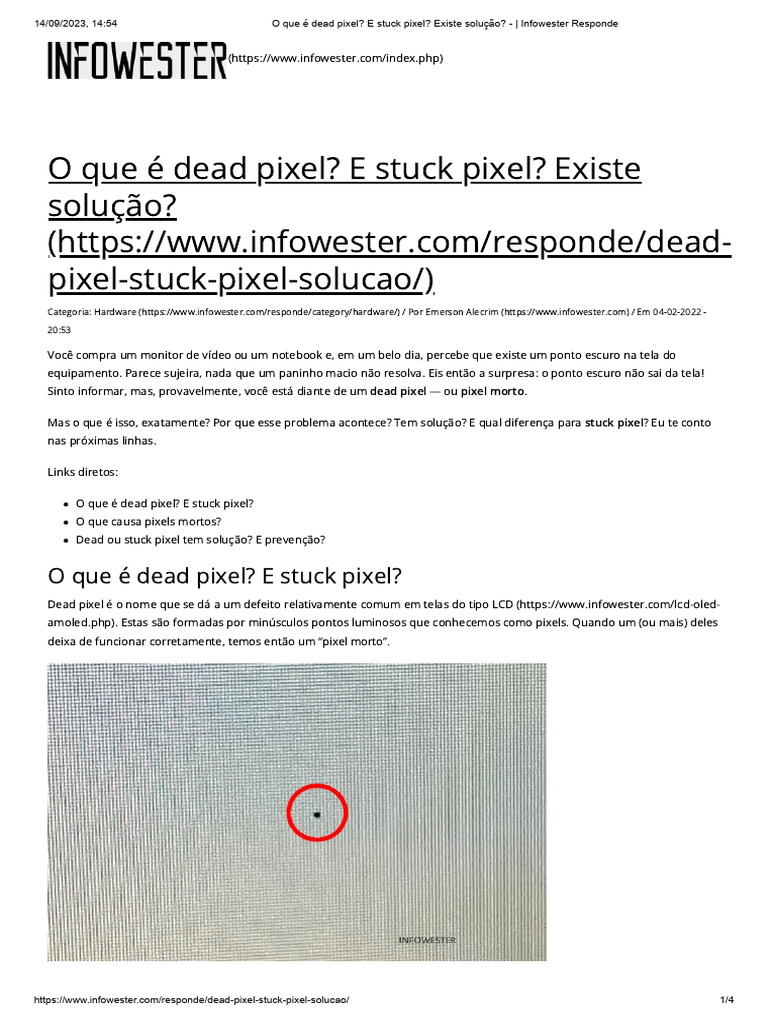 O Que É Dead Pixel - E Stuck Pixel - Existe Solução - Infowester ...