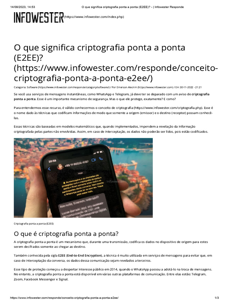 O Que Significa Criptografia Ponta A Ponta (E2EE) - Infowester Responde | PDF | Criptografia de ...