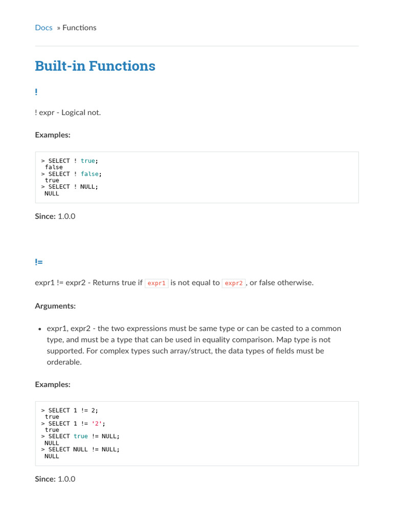Spark SQL Built in Functions List 1666128345 | PDF | Encryption | Parameter (Computer Programming)