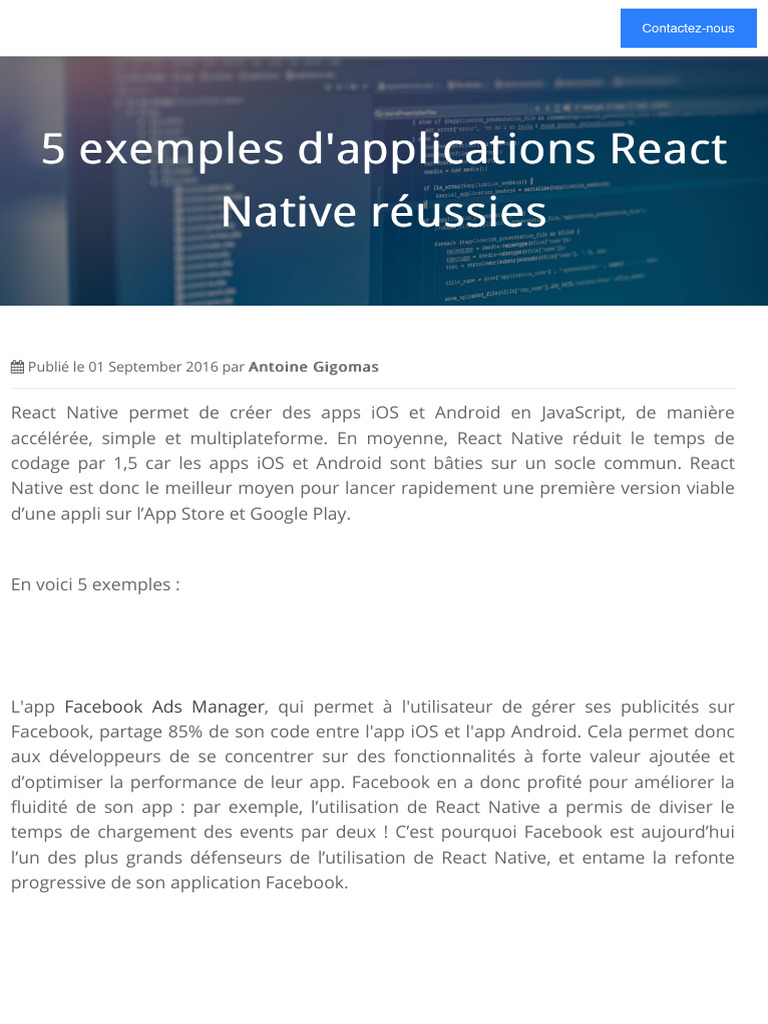 5 Exemples D'applications React Native Réussies | PDF | Android (Système d'exploitation) | jeu ...