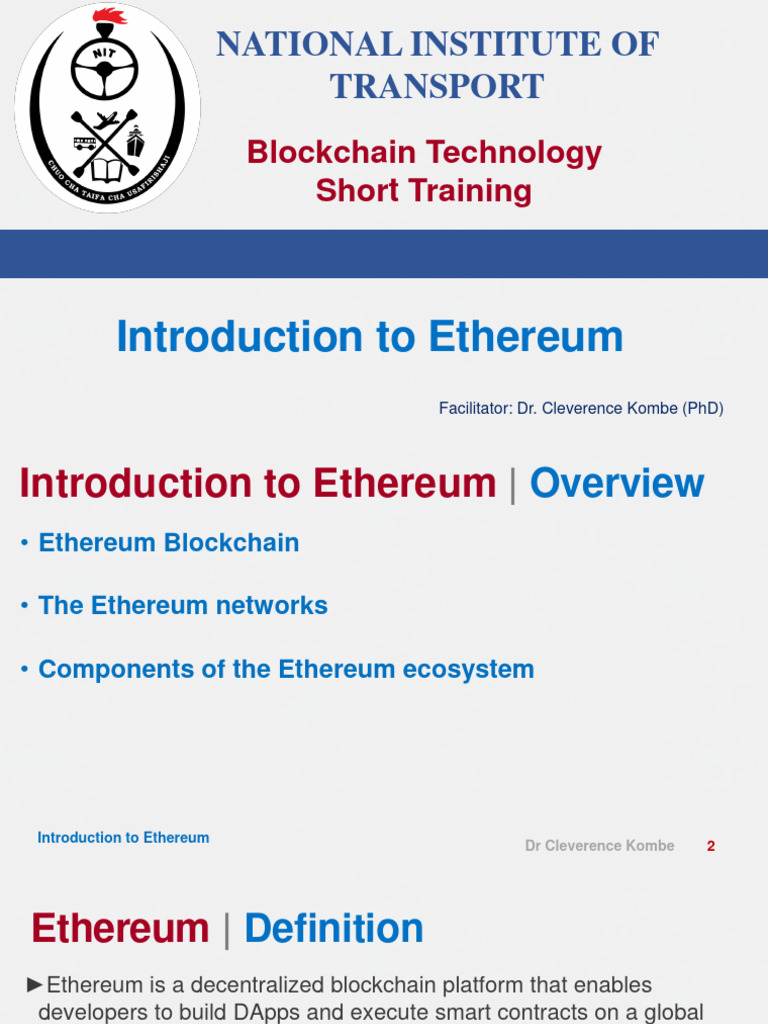 Introduction To Ethereum Blockchain 1 Pdf Computer Programming Software Engineering