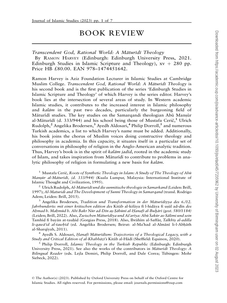 Review of Ramon Harvey's Maturidi Theology Hanafi Theology | PDF ...