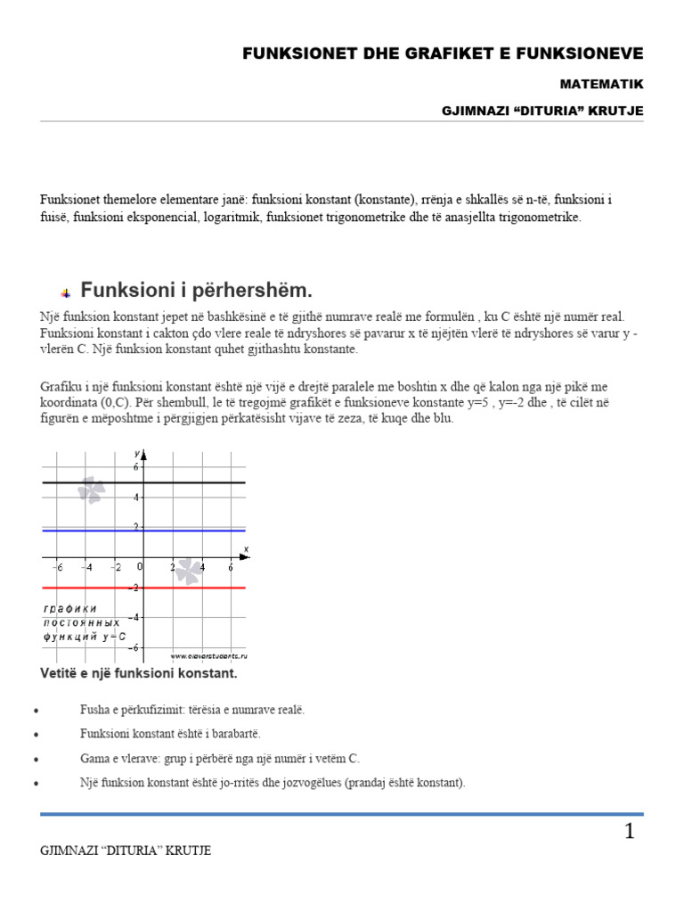 FUNKSIONET Matematik Projekt 2023 | PDF