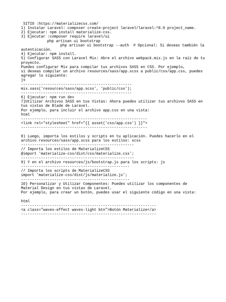 Instalar Materialize | PDF