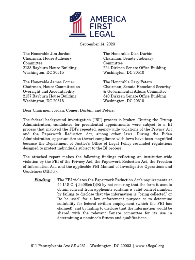 Afl Report On FBI Background Investigations | PDF | Federal Bureau Of ...