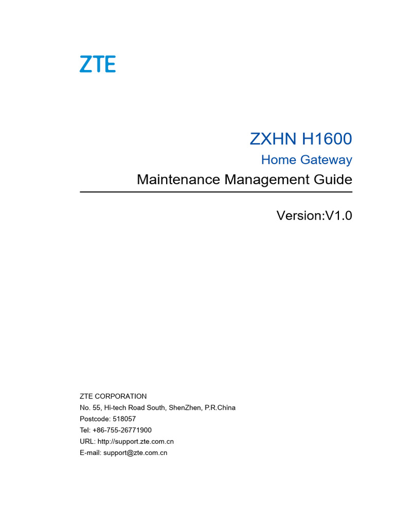 ZTE H1600 Maintenance Management Guide | Download Free PDF | Ip Address ...