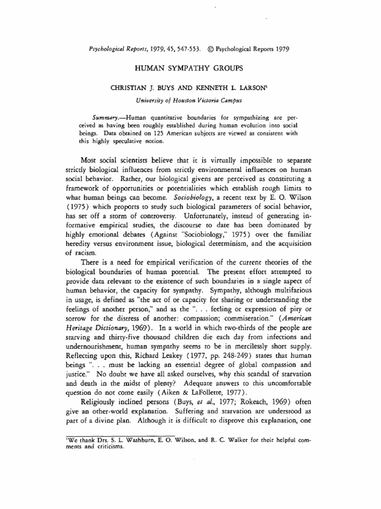 Human Sympathy Groups | PDF | Sympathy | Human