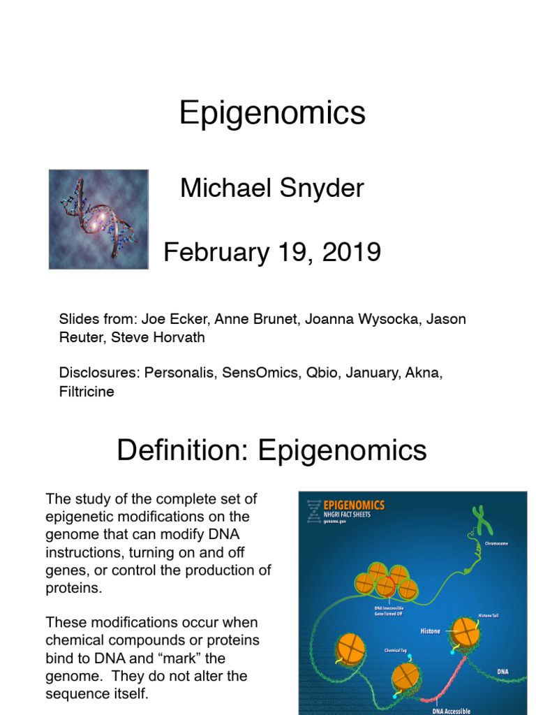 Lecture7 Epigenomics-2019 | PDF | Dna Methylation | Epigenetics