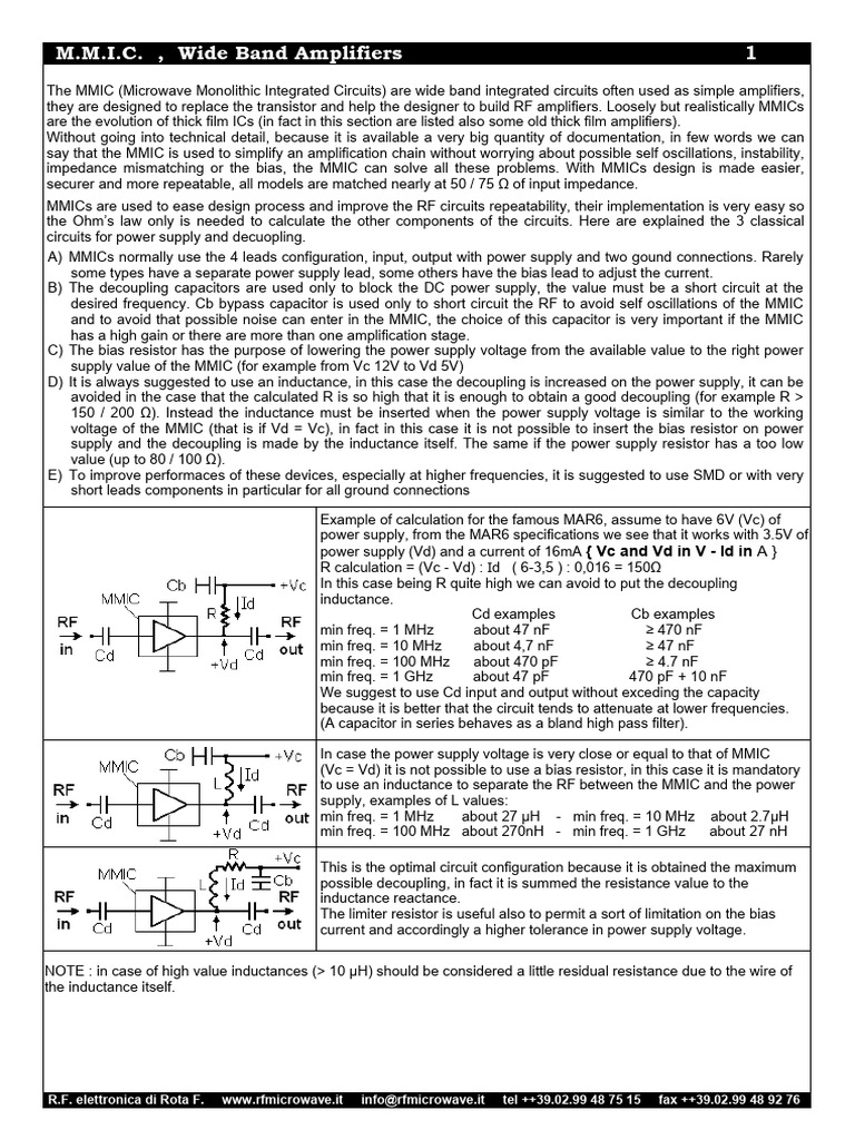 MMIC Selection Guide en | PDF | Amplifier | Power Supply