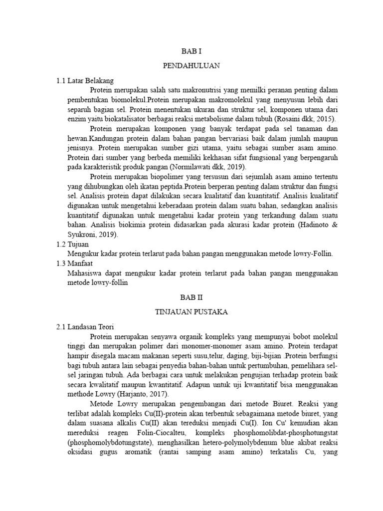 Analisis Protein Metode Lowry-Follin | PDF | Kesehatan Holistik | Sains & Matematika
