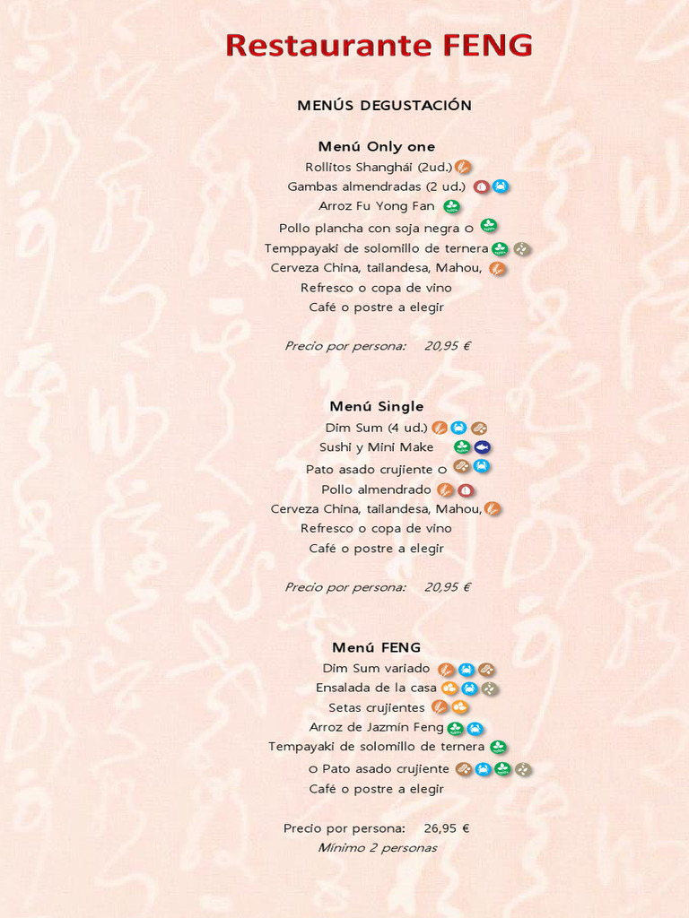 Menús Degustación Asiáticos y Precios | PDF | Alimentos | Cocina