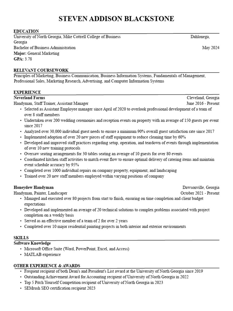 Addison Blackstone Resume Website Project | PDF | Business | Computing