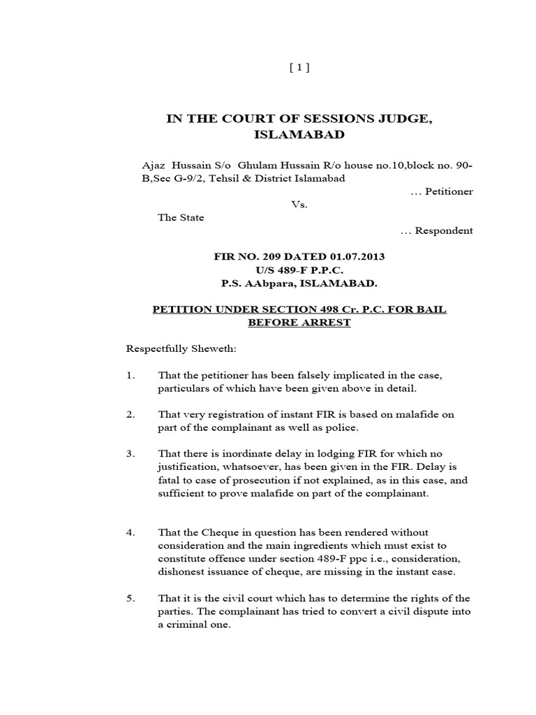 Bail Before Arrest U S 489 | PDF | Bail | Affidavit