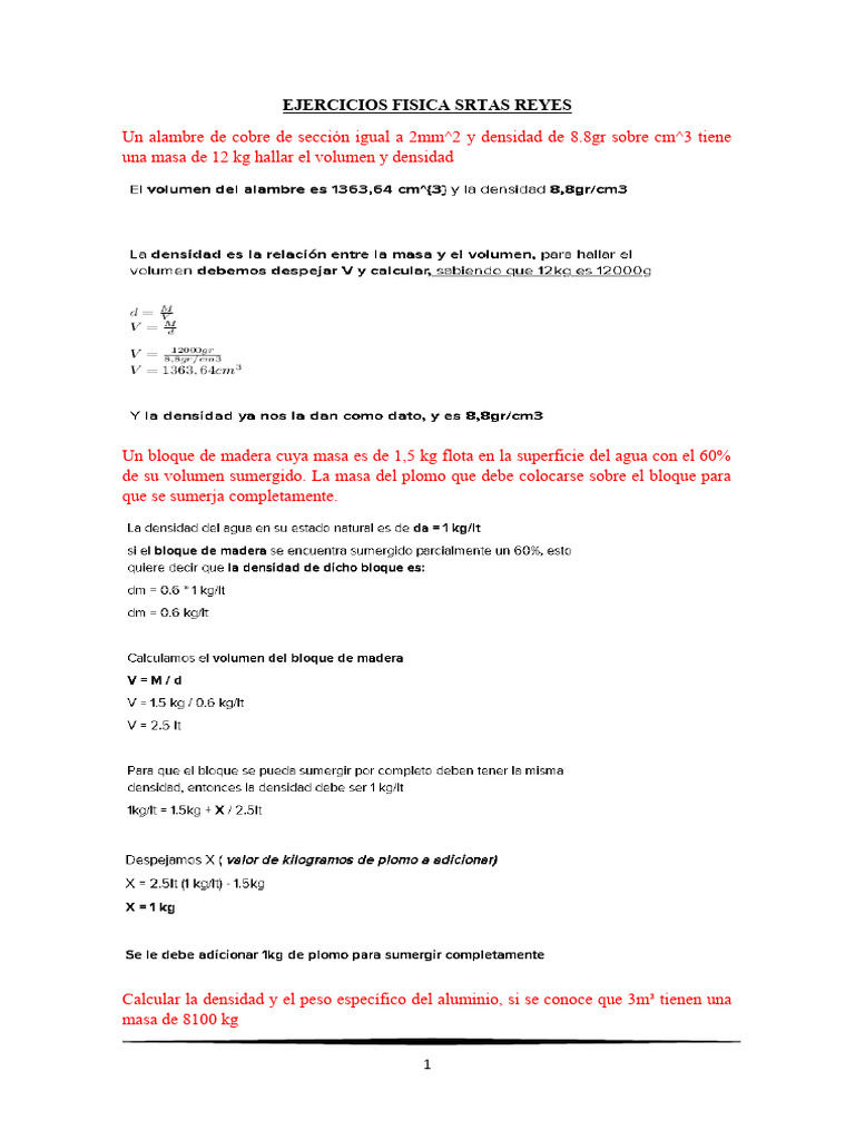 Ejercicios Fisica Srtas Reyes | PDF | Presión | Vatio