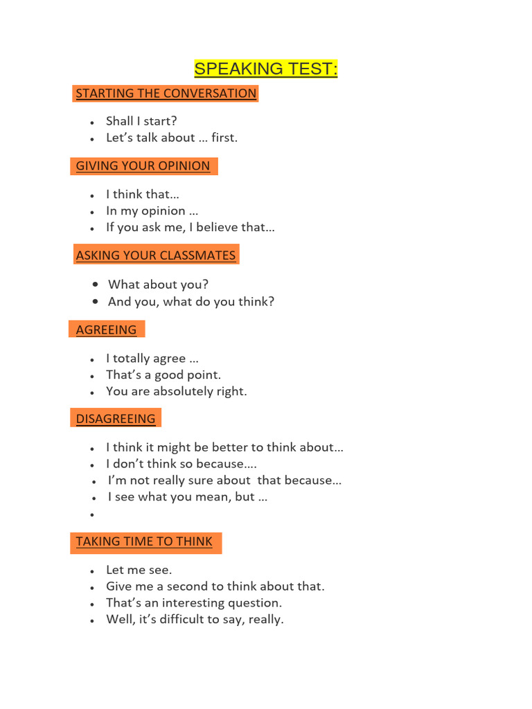 B1+SPEAKING-USEFUL EXPRESSIONS | PDF