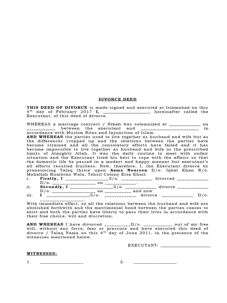 DIVORCE Sample | PDF