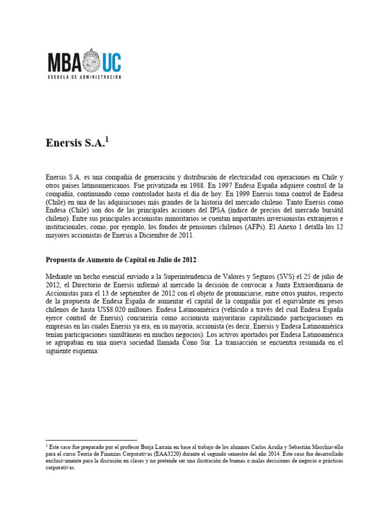 Propuesta de Capital de Enersis 2012 | PDF | Chile | America latina