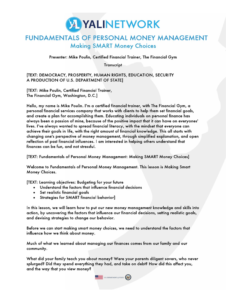 Making SMART Money Choices | PDF