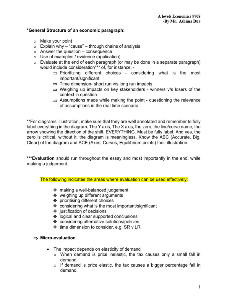 Economic Paragraph Structure Guide | PDF | Elasticity (Economics) | Demand