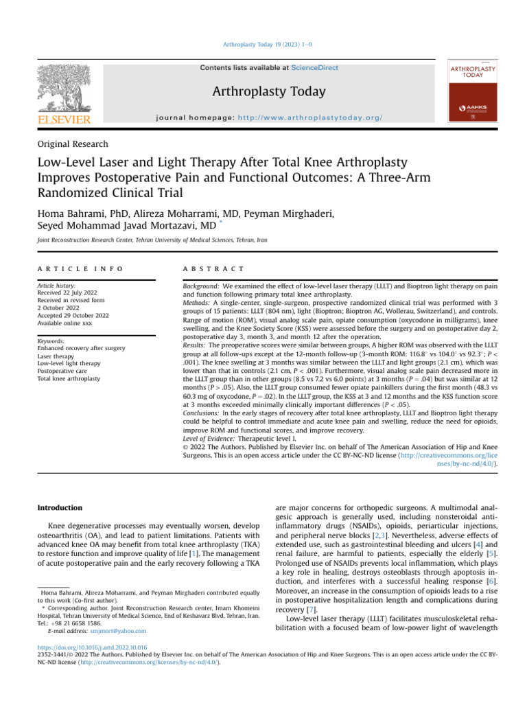 Jurnal Total Knee Arthroplasty Pdf Therapy Medical Treatments
