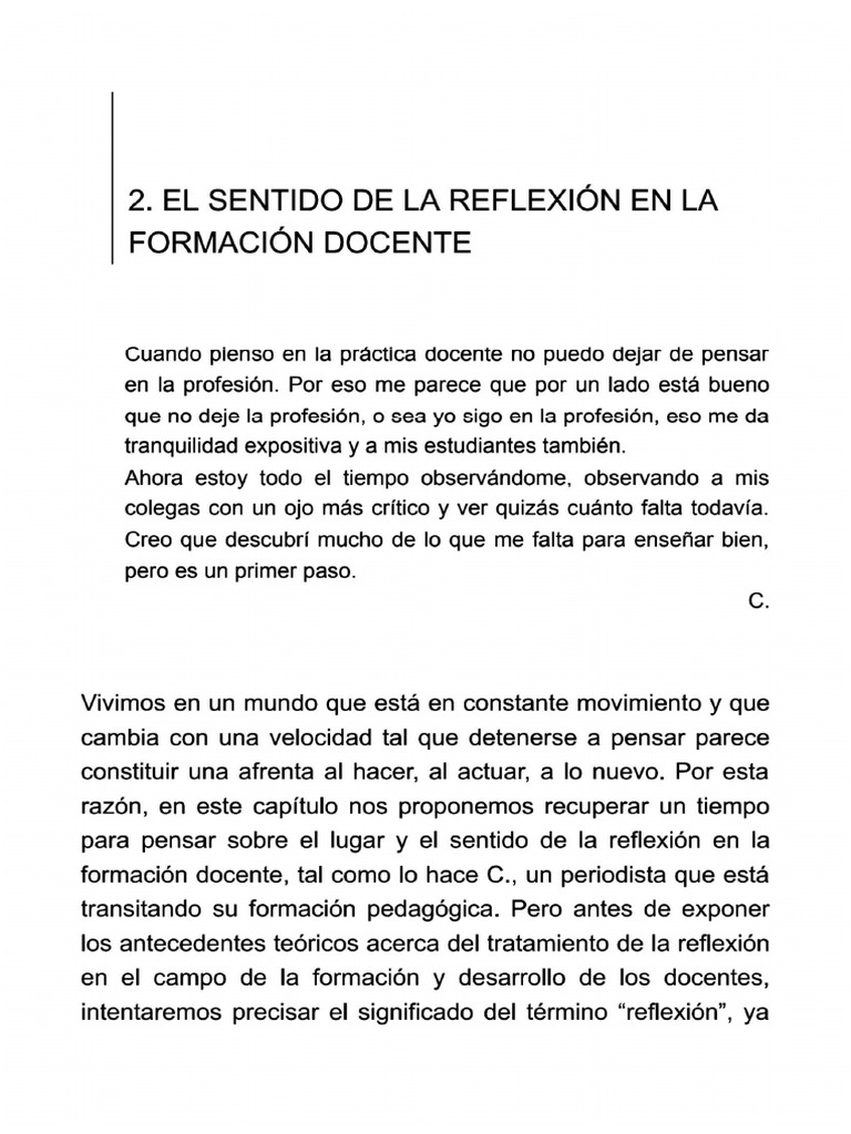 El Sentido de La Reflexion en La Formación Docente. de Anijovich (2021 ...