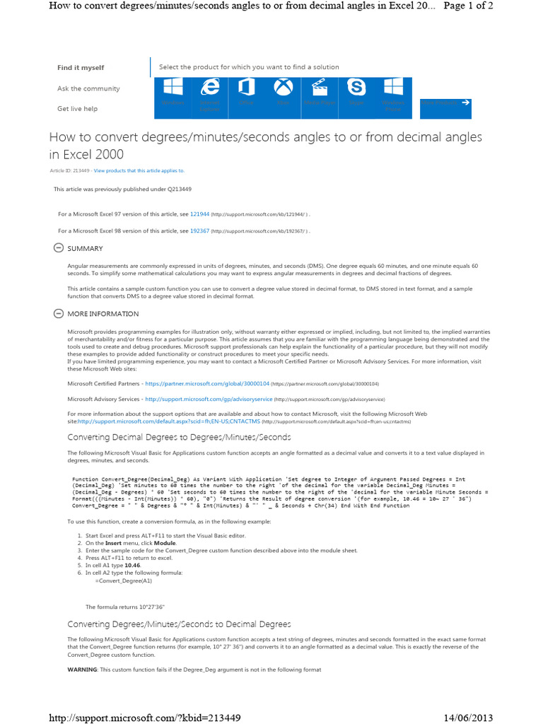Convert Dms Deg | PDF | Microsoft Excel | Integer (Computer Science)