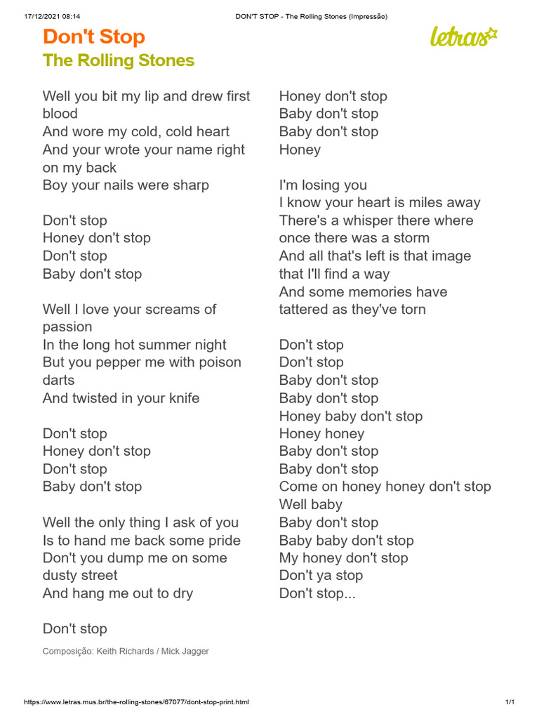 DON - T STOP - The Rolling Stonespdf | PDF | The Rolling Stones