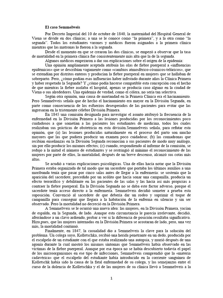 El Caso Semmelweis | PDF | Salud pública | Enfermedades y trastornos