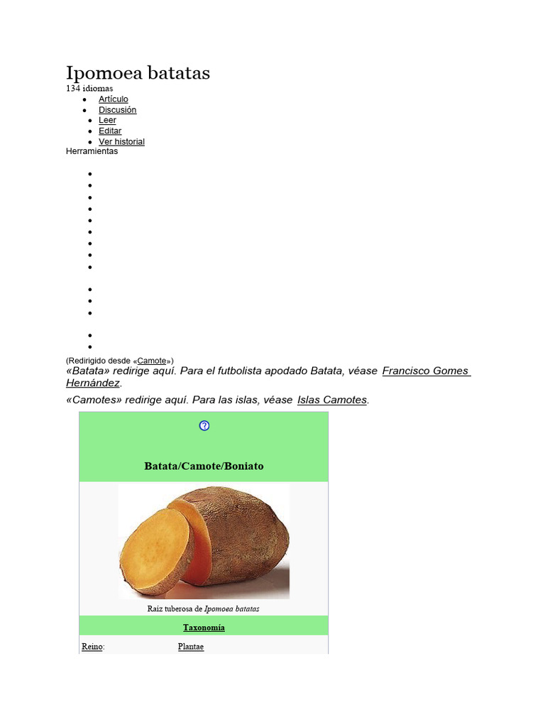 CAMOTE | PDF | Batata | Comida y bebida