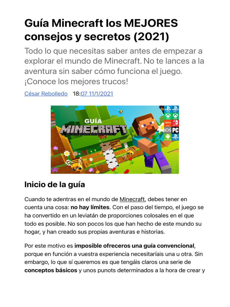 Guía Minecraft Los MEJORES Consejos y Secretos (2021) - Vandal | PDF ...