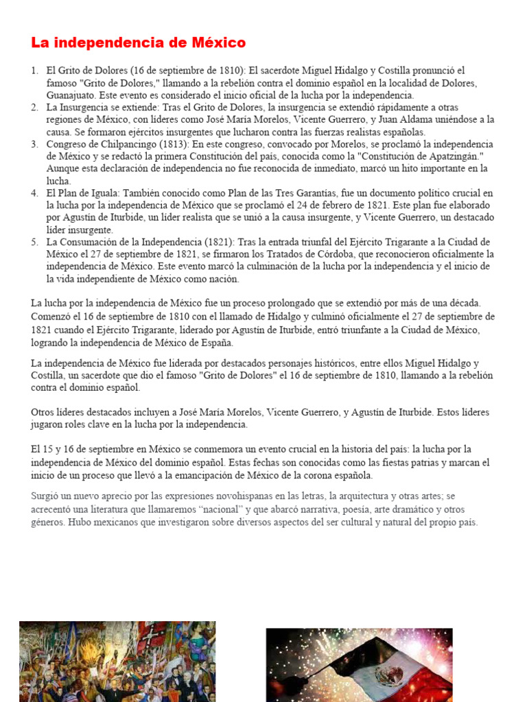La independencia de México | PDF | México | Virreinatos del Imperio español