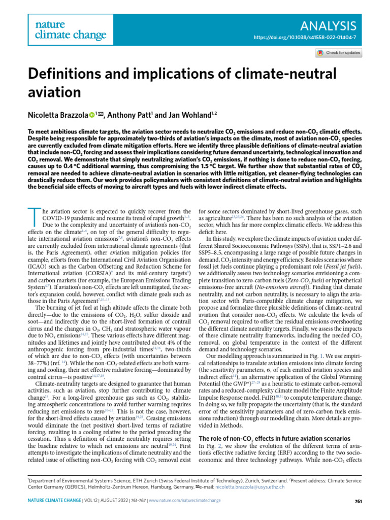 2022 - Brazzola - Definitions and Implications of Climate-Neutral | PDF ...