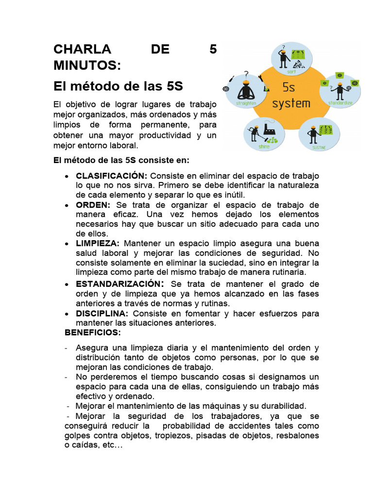 Charla de 5 Minutos: Método 5S | PDF