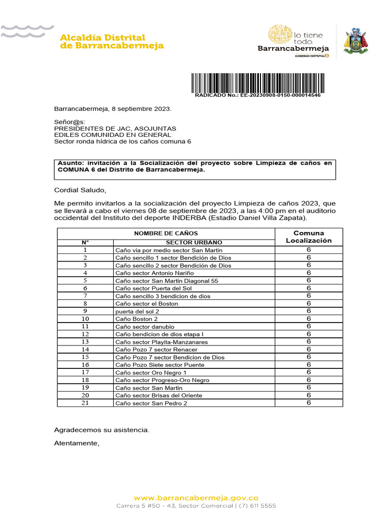 Invitacion - Comuna 6 | PDF