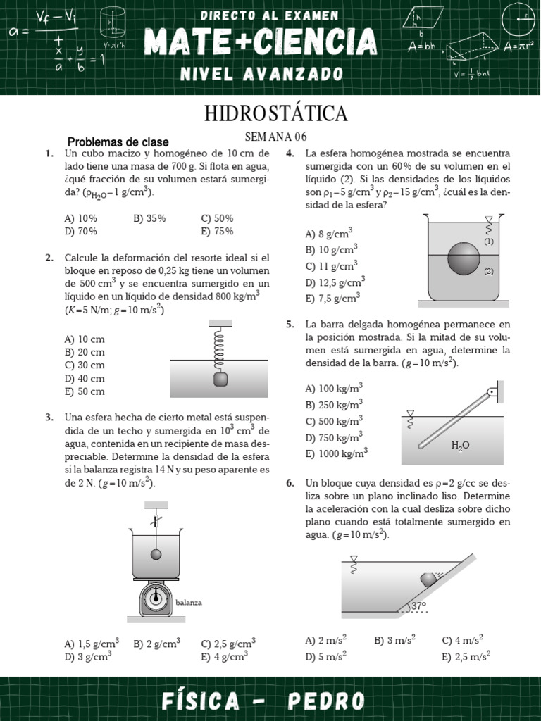 F 06 Ciclo Base Nivel 3 Hidrostática | PDF | Naturaleza | Ciencias fisicas