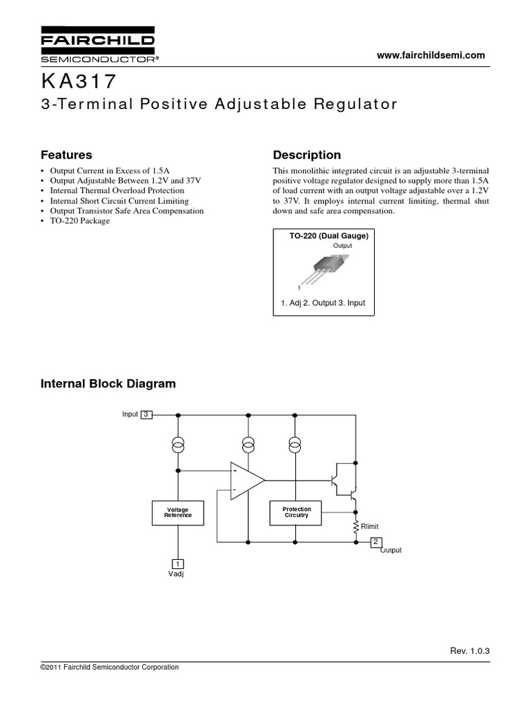 KA317 | PDF | Electronic Circuits | Power Supply