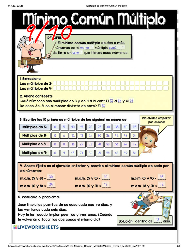 Ejercicio de Mínimo Común Múltiplo | PDF