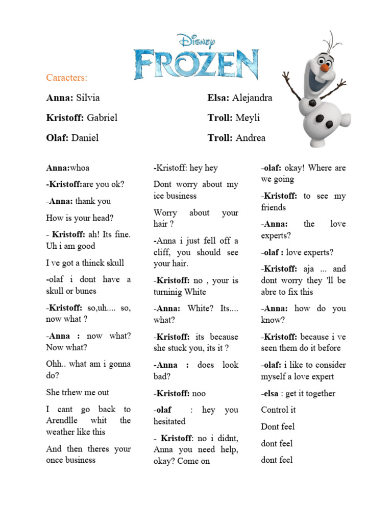 Frozen Pdf Musical Theatre Characters Scandinavian People