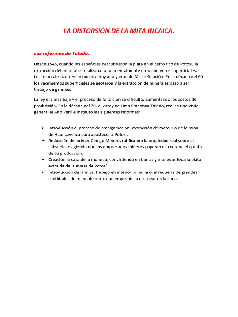 La Distorsión de La Mita Incaica | PDF | Economias