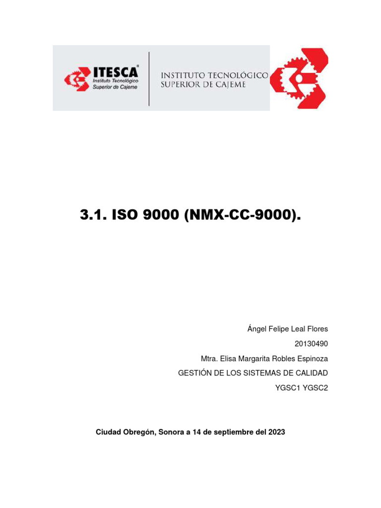 3 1 Iso 9000 Nmx Cc 9000 20130490 Pdf Iso 9000 Calidad