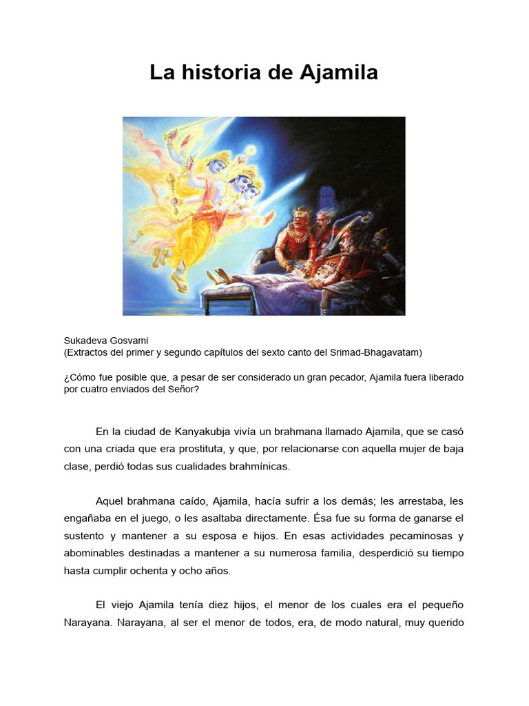 La redención de Ajamila en el Bhagavatam | PDF | Pecado | Vishnu