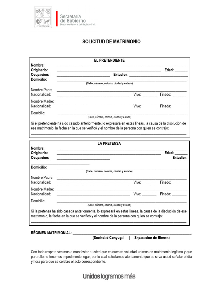 Solicitud Matrimonio | PDF | Matrimonio | Justicia