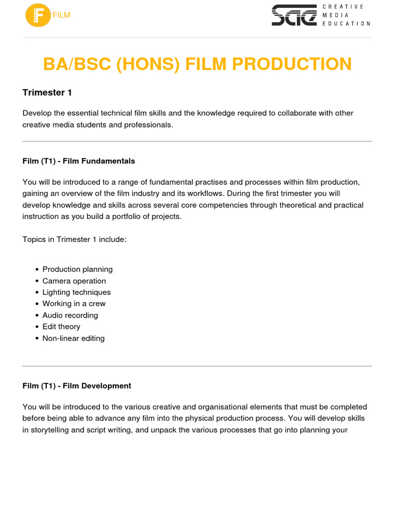 Film Production Course Overview | PDF | Filmmaking | Studio