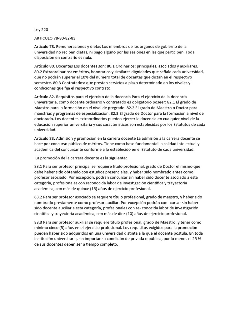 Ley 220 | PDF | Maestros | Doctorado