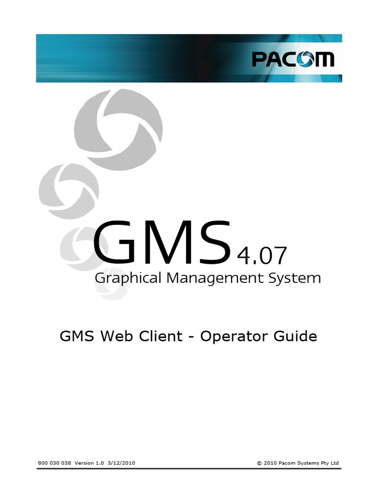 GMS 4.07 Web Client - Operator Guide v1.0 | PDF | World Wide Web | Internet & Web