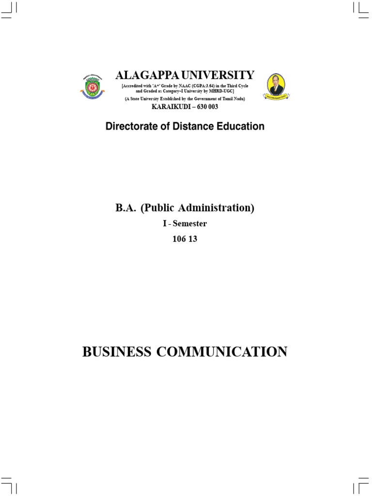 UG B.A. Public Administration 106 13 Business Communication | PDF ...