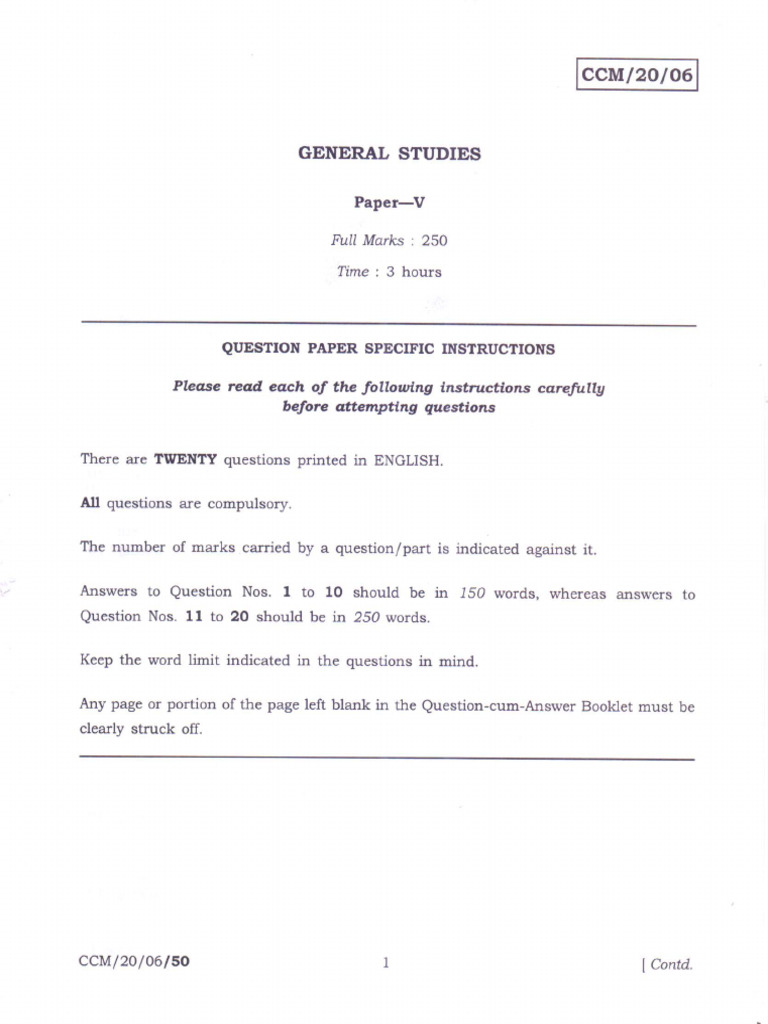 Paper - V - General Studies | PDF