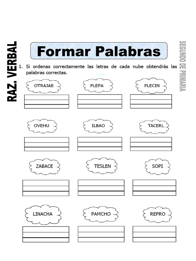 Ficha de Formar Palabras para Segundo de Primaria | PDF