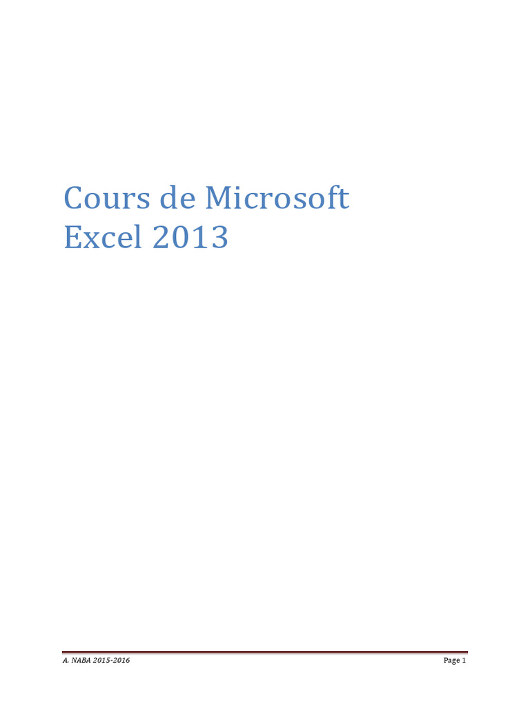 Cours Excel 2013 Etudiants | PDF | Microsoft Excel | Feuille de calcul