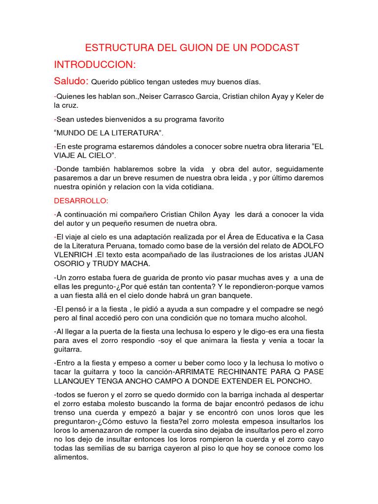 Estructura Del Guion de Un Podcast | PDF Estructura Del Guion de Un Podcast | PDF